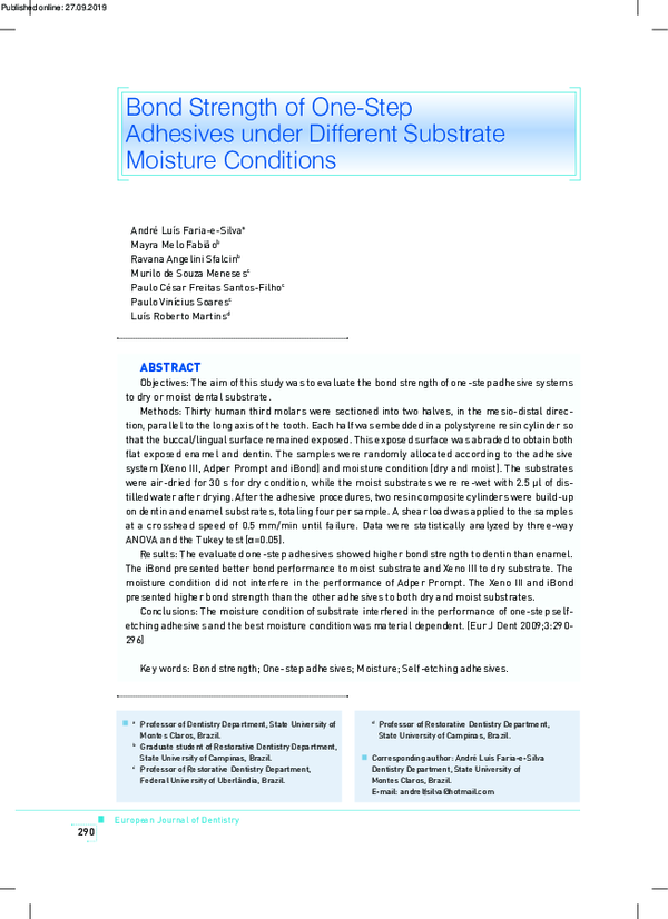 (PDF) Bond Strength of One-Step Adhesives under Different Substrate ...