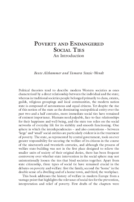 (PDF) Poverty and Endangered Social Ties: An Introduction