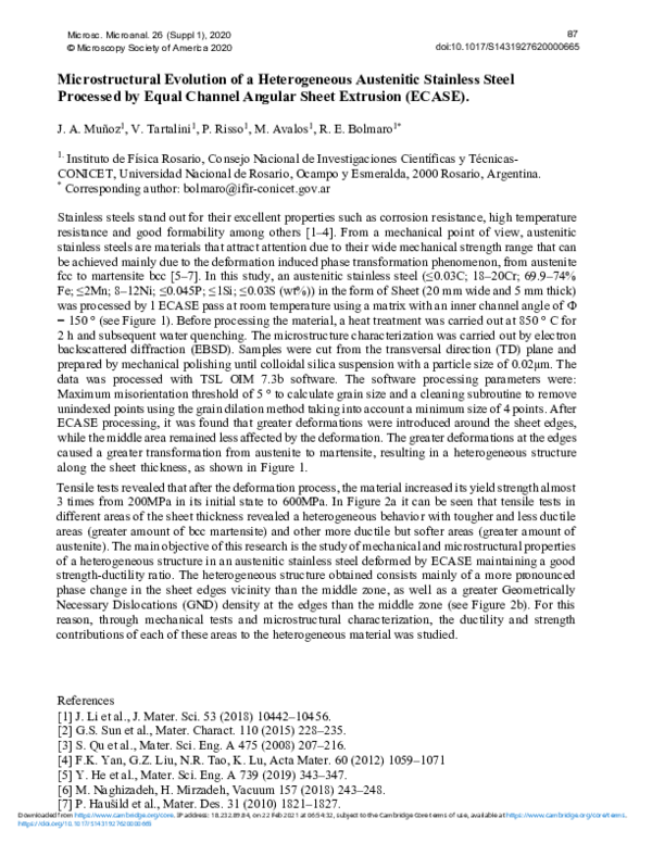 Pdf Microstructural Evolution Of A Heterogeneous Austenitic Stainless