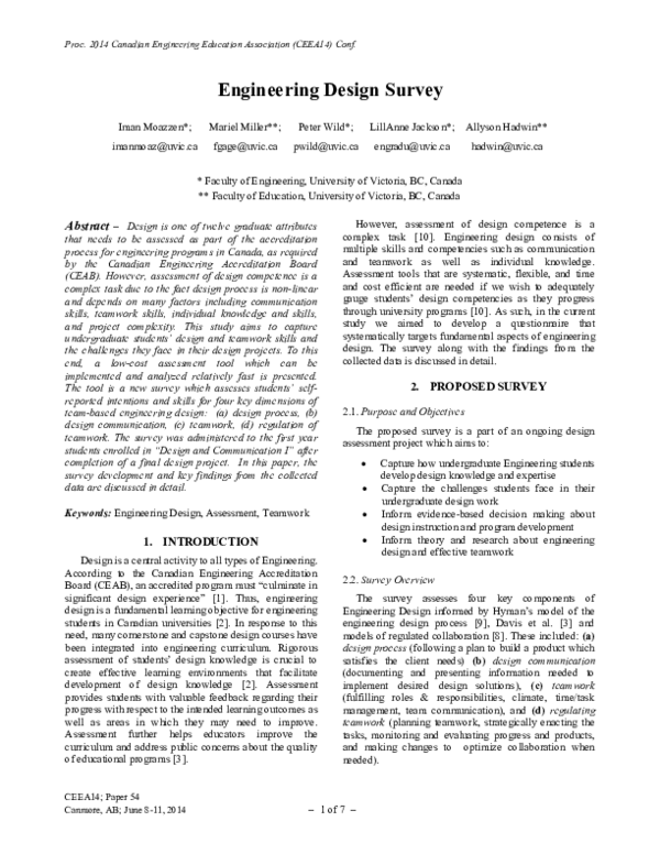 (PDF) Engineering Design Survey