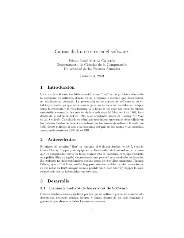 (PDF) Causas de los errores en el software