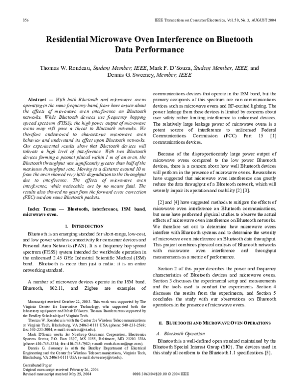 (PDF) Microwave Oven Impact on Bluetooth Performance