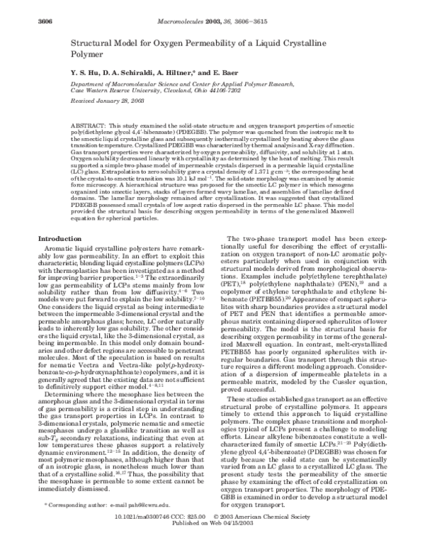 (PDF) Structural Model for Oxygen Permeability of a Liquid Crystalline ...