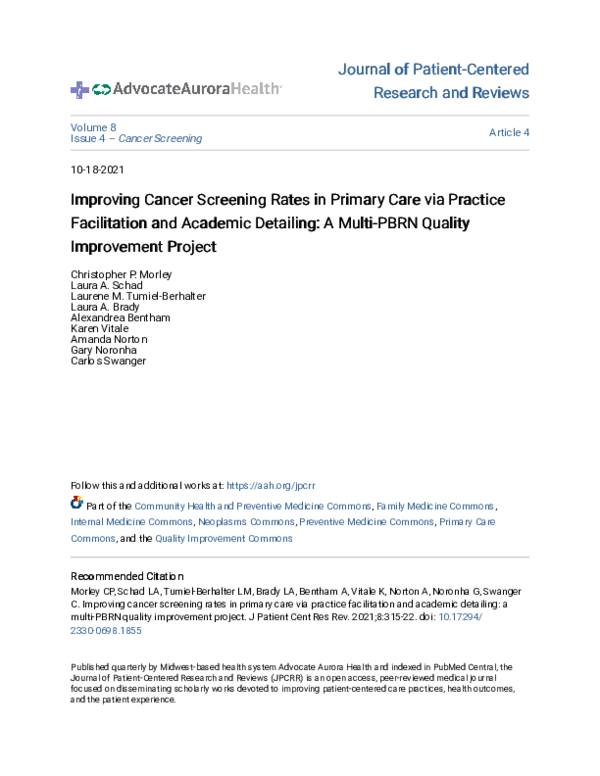 (PDF) Improving Cancer Screening Rates in Primary Care via Practice ...