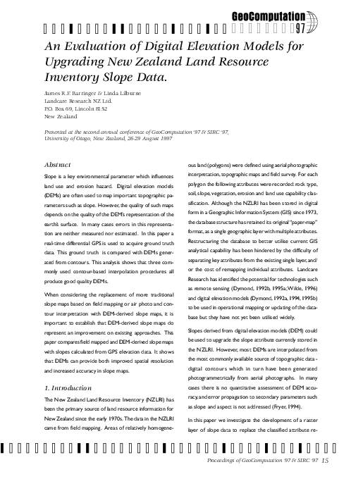 (PDF) An evaluation of digital elevation models for upgrading New Zealand land resource ...