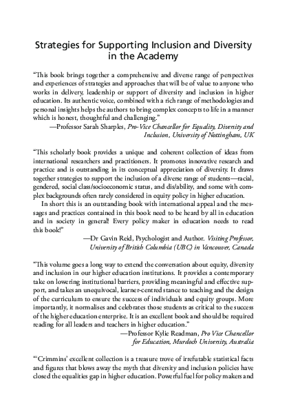 (PDF) Strategies for Supporting Inclusion and Diversity in the Academy