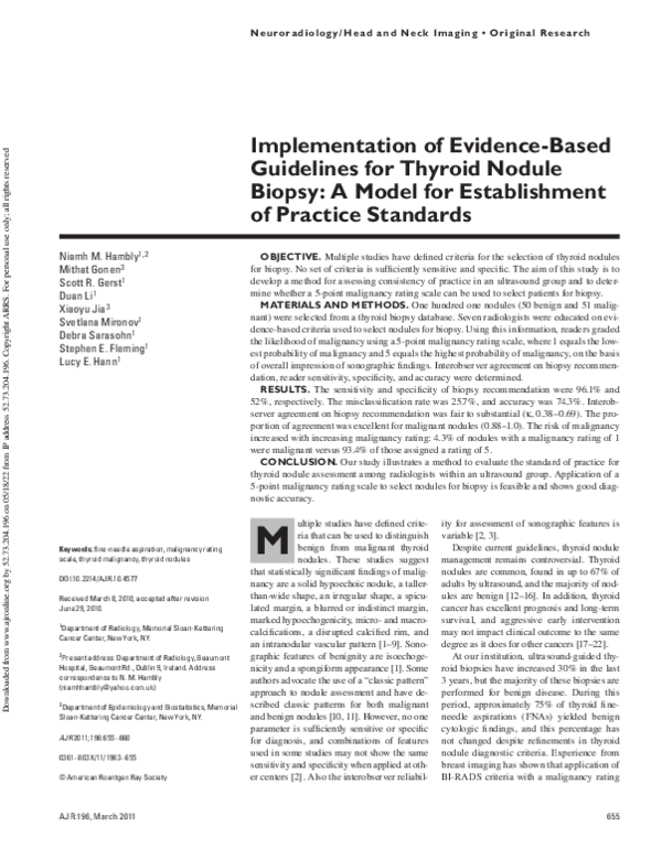 (PDF) Implementation of Evidence-Based Guidelines for Thyroid Nodule ...