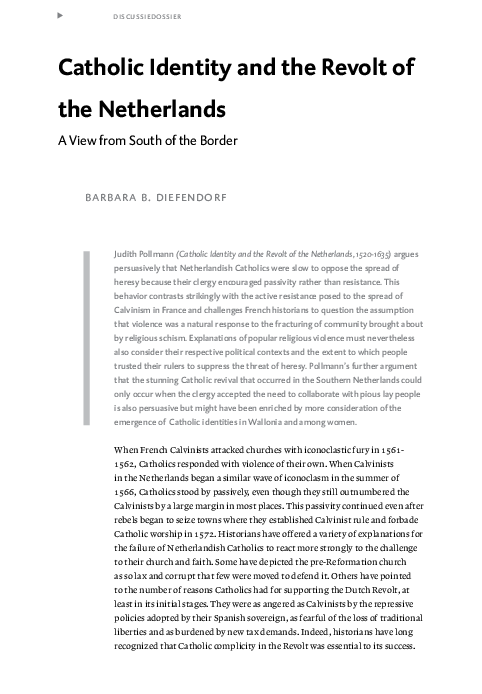 (PDF) Catholic Identity and the Revolt of the Netherlands. A View from ...