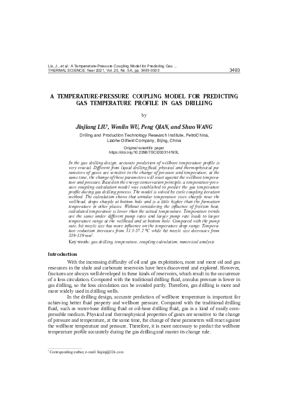 (PDF) A temperature-pressure coupling model for predicting gas ...