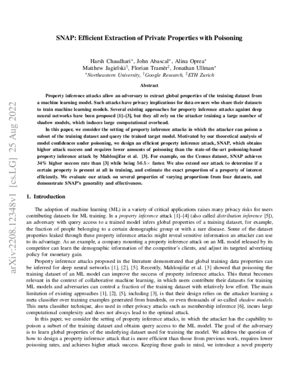 (PDF) SNAP: Efficient Poisoning-Based Property Inference Attack