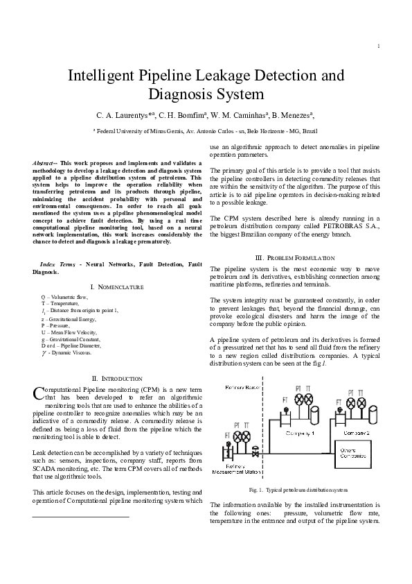 (PDF) Intelligent Pipeline Leakage Detection and Diagnosis System ...