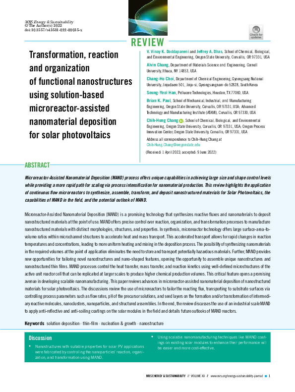 (PDF) Transformation, reaction and organization of functional nanostructures using solution ...