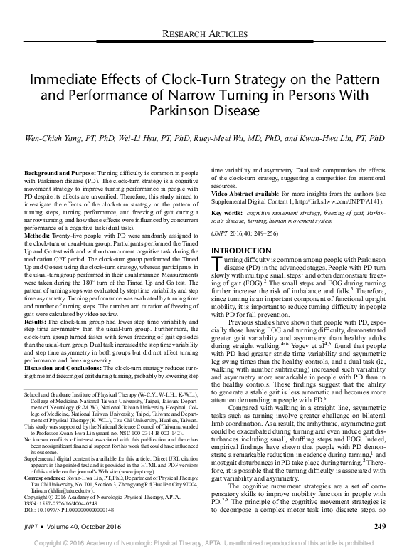 (PDF) Immediate Effects of Clock-Turn Strategy on the Pattern and ...