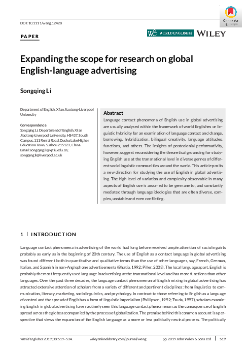 (PDF) Expanding the scope for research on global English‐language ...