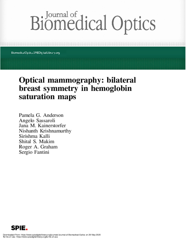 (PDF) Optical mammography: bilateral breast symmetry in hemoglobin ...