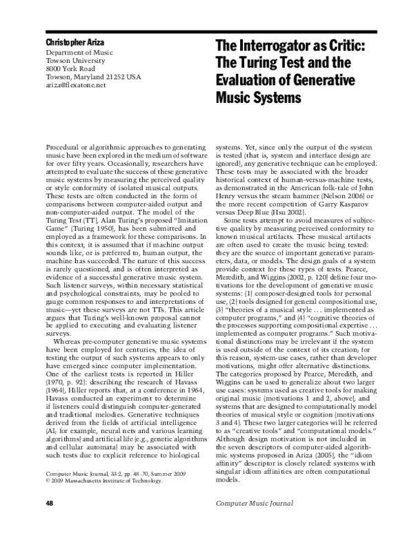 (PDF) The Interrogator as Critic: The Turing Test and the Evaluation of ...