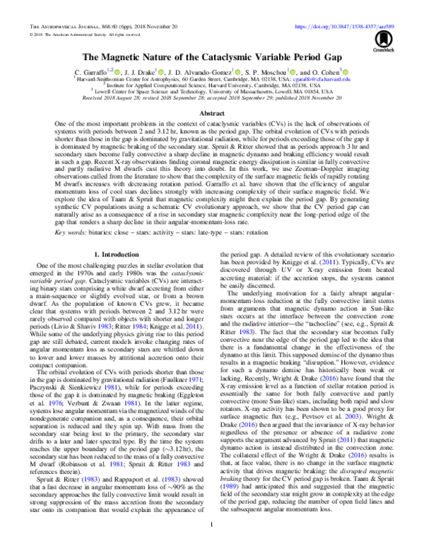 (PDF) The Magnetic Nature of the Cataclysmic Variable Period Gap