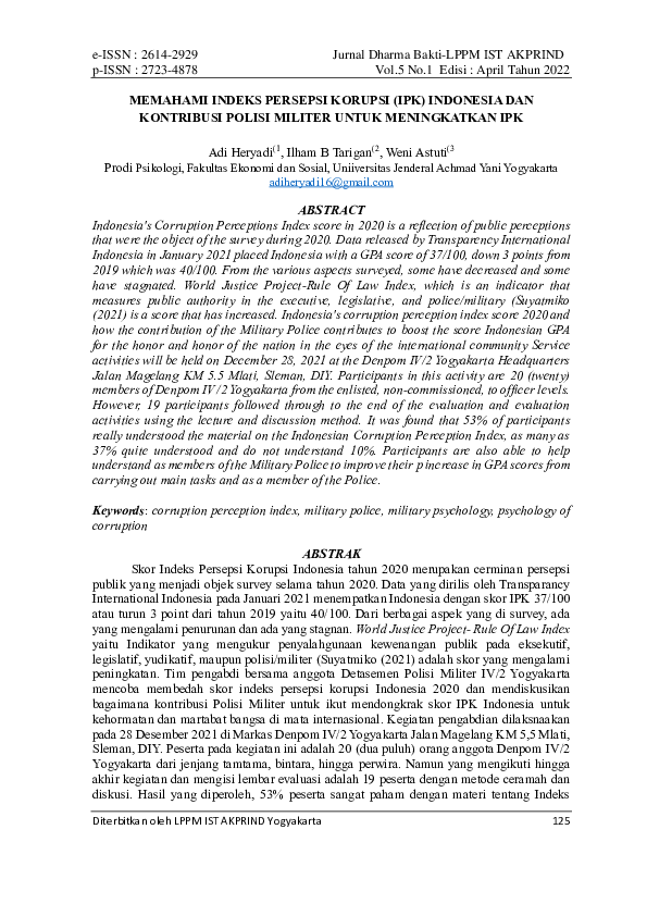 (PDF) Memahami Indeks Persepsi Korupsi (IPK) Indonesia Dan Kontribusi ...