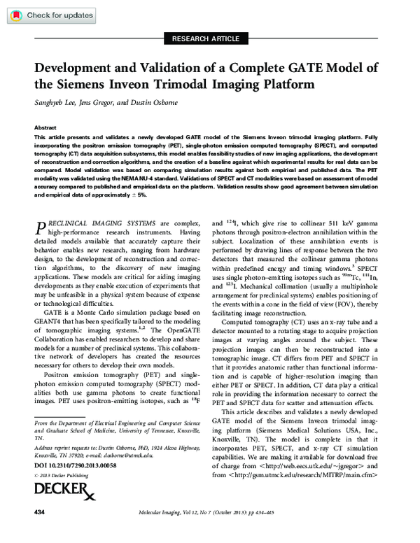 (PDF) Development and Validation of a Complete GATE Model of the ...