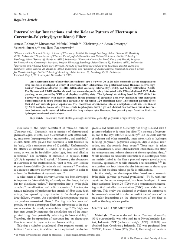 (PDF) Intermolecular Interactions and the Release Pattern of ...