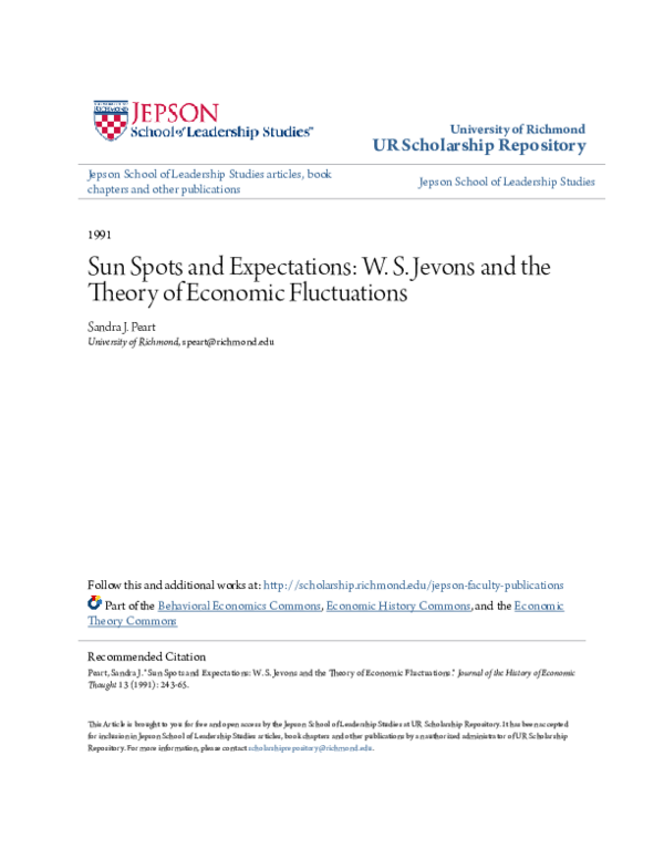 (PDF) Sun Spots and Expectations: W. S. Jevons and the Theory of ...