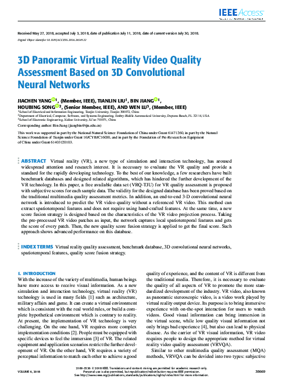 (PDF) 3D CNNs for VR Video Quality Assessment