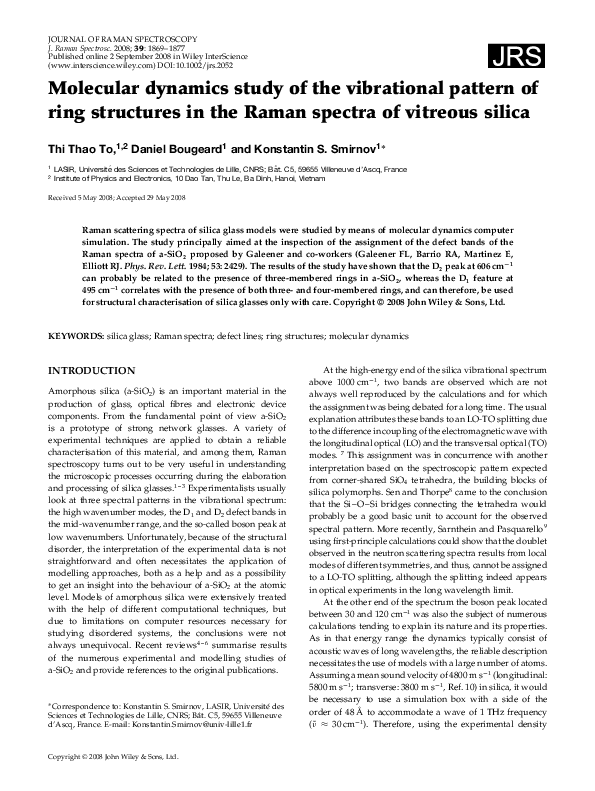 (PDF) Molecular dynamics study of the vibrational pattern of ring ...