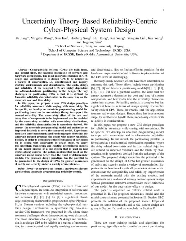 (PDF) Reliability-Centric CPS Design Under Uncertainty Theory