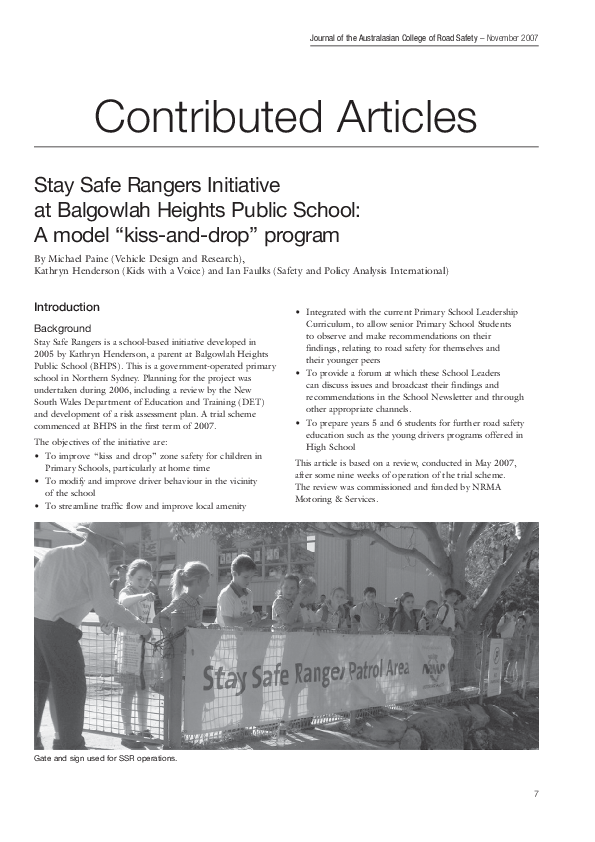 (PDF) Stay Safe Rangers Initiative at Balgowlah Heights Public School ...