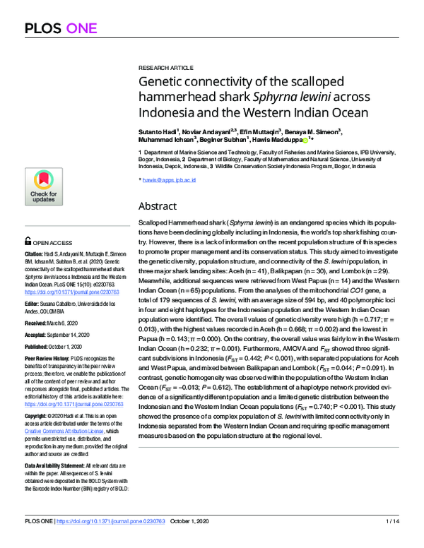 (PDF) Genetic connectivity of the scalloped hammerhead shark Sphyrna ...