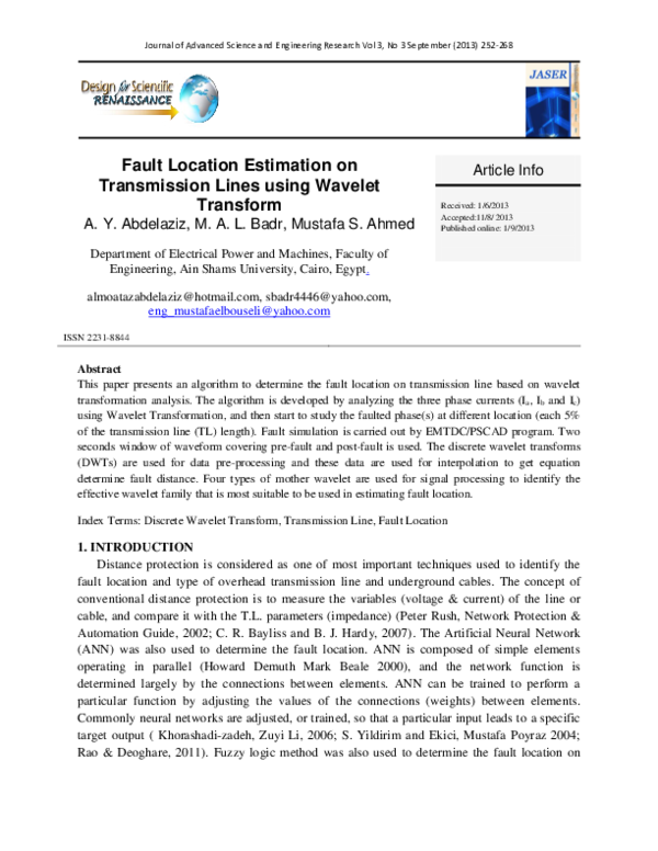 Pdf Fault Location Estimation On Transmission Lines Using Neuro Fuzzy