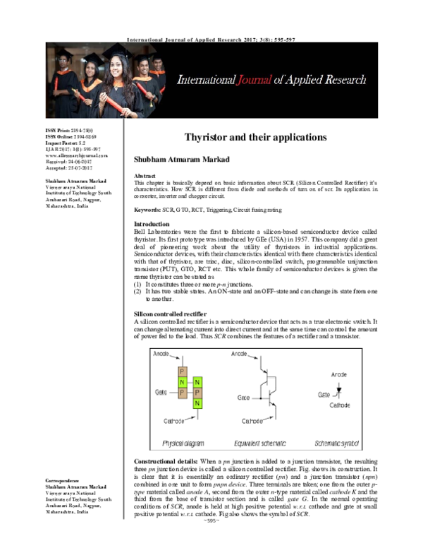 (PDF) Thyristor and their applications