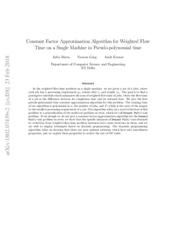 Pdf Constant Factor Approximation Algorithm For Weighted Flow Time On 3054