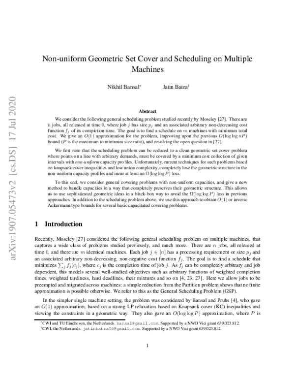 (PDF) Geometry of Scheduling on Multiple Machines