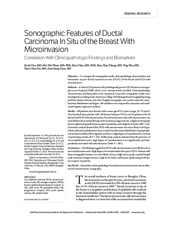 (PDF) Sonographic Features of Ductal Carcinoma In Situ of the Breast ...