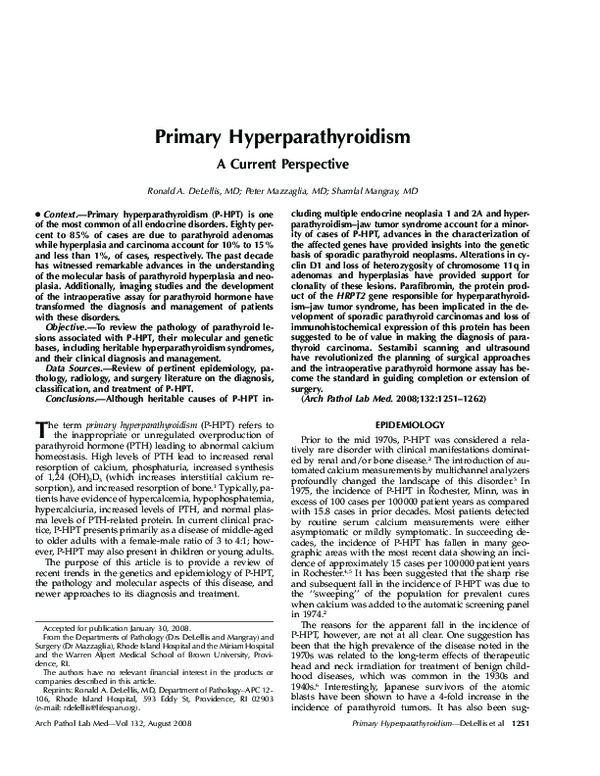 (PDF) Primary hyperparathyroidism: a current perspective