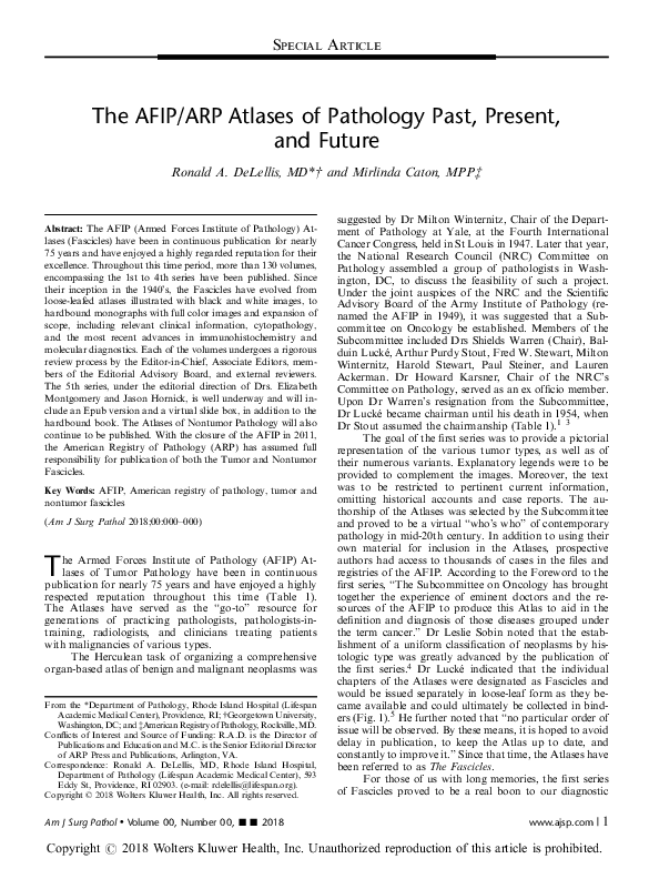 (PDF) The AFIP/ARP Atlases of Pathology Past, Present, and Future