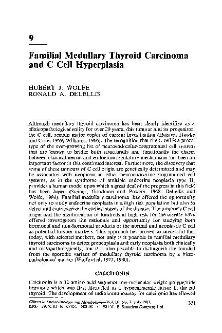 (PDF) Familial medullary thyroid carcinoma and C cell hyperplasia