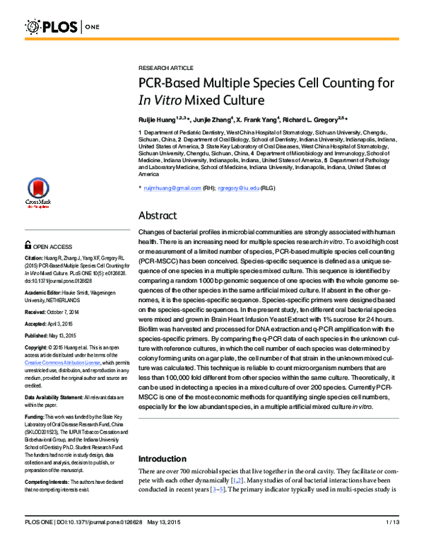 (PDF) PCR-Based Multiple Species Cell Counting for In Vitro Mixed Culture