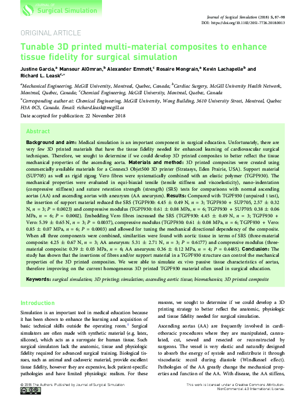 (PDF) Tunable 3D printed multi-material composites to enhance tissue ...