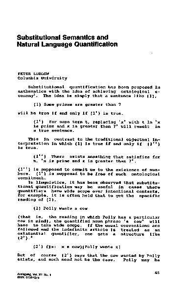 (PDF) Substitutional Semantics and Natural Language Quantification