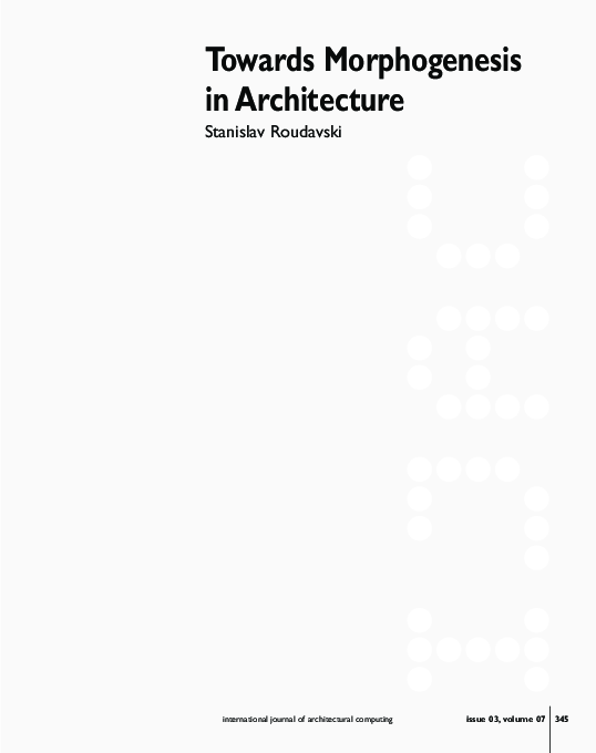 (PDF) Towards Morphogenesis in Architecture