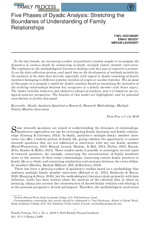 (PDF) Five Phases of Dyadic Analysis: Stretching the Boundaries of ...