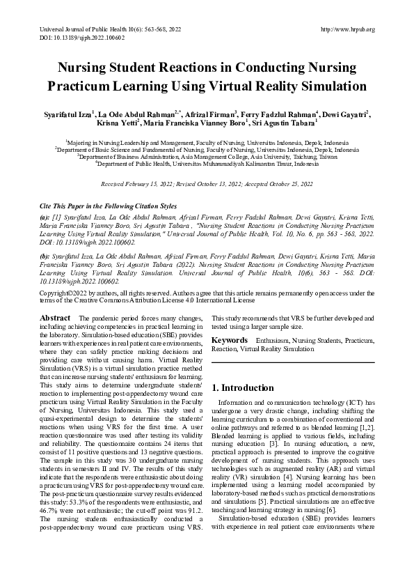 (PDF) Nursing Student Reactions in Conducting Nursing Practicum ...