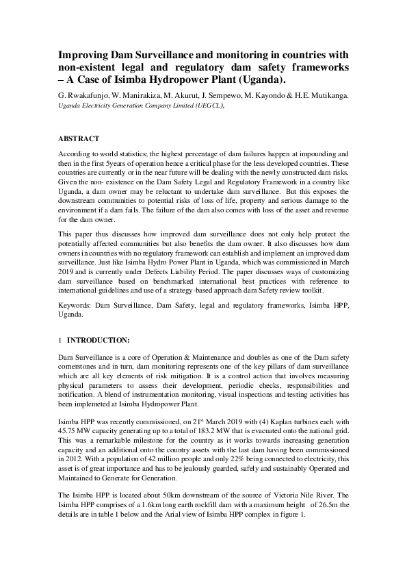 (PDF) Improving Dam Surveillance and monitoring in countries with non ...