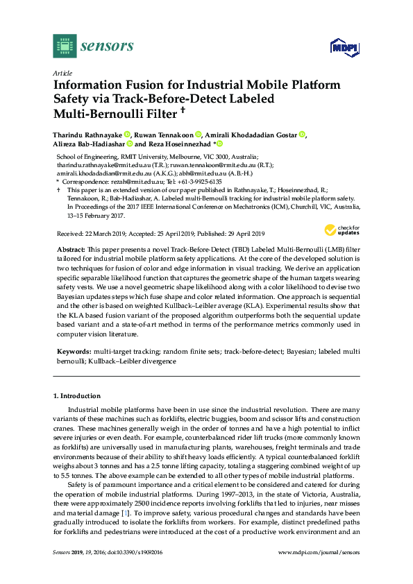 Pdf Information Fusion For Industrial Mobile Platform Safety Via Track Before Detect Labeled