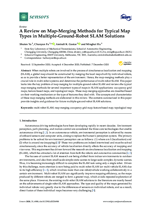 Pdf A Review On Map Merging Methods For Typical Map Types In Multiple Ground Robot Slam Solutions