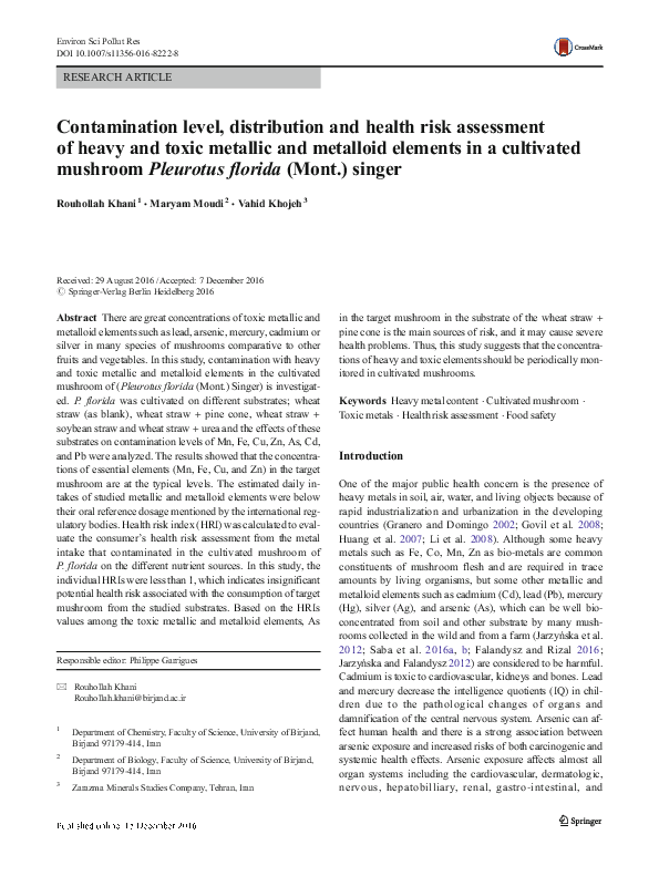 (PDF) Contamination level, distribution and health risk assessment of ...
