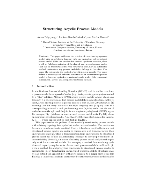 (PDF) Structuring acyclic process models