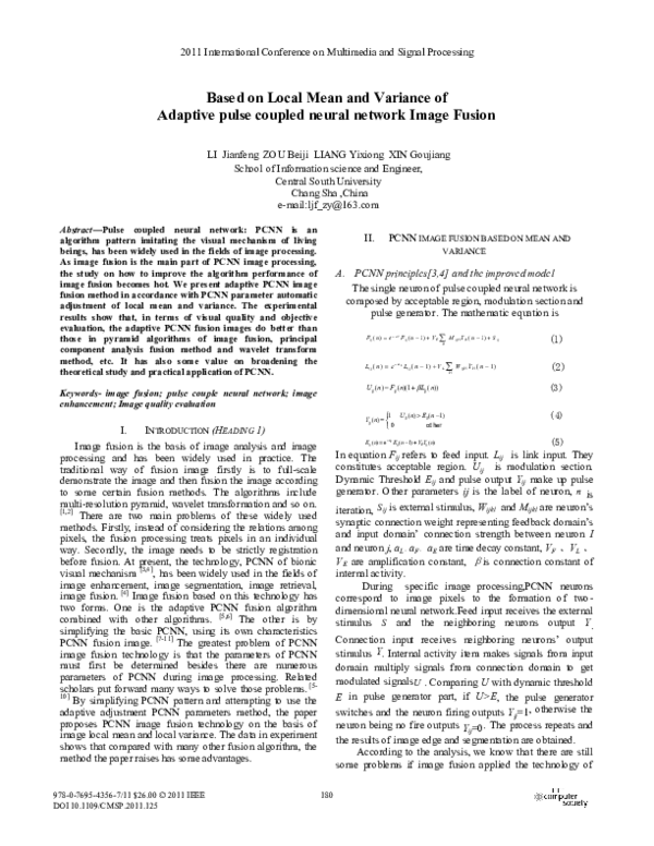 Pdf Based On Local Mean And Variance Of Adaptive Pulse Coupled Neural